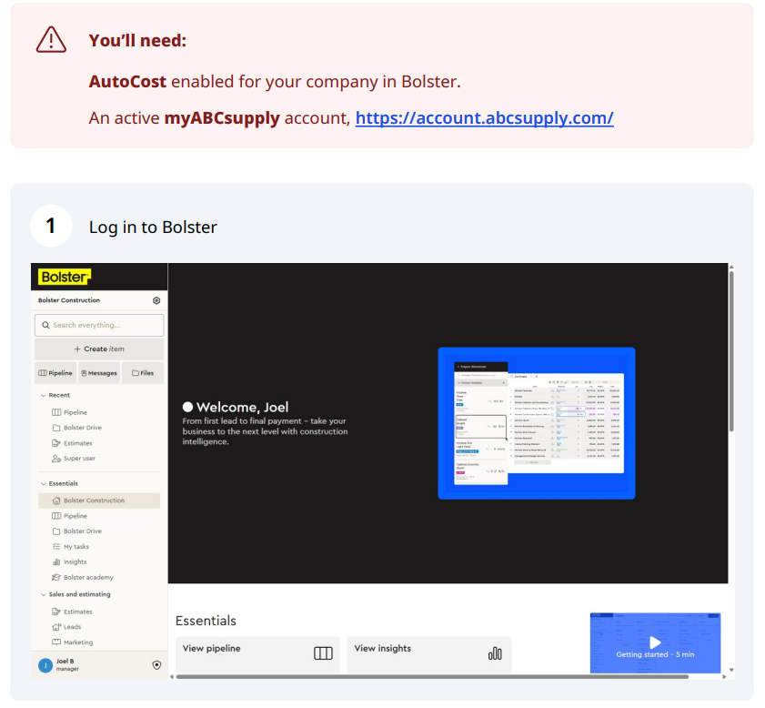 ABC Supply Integration for AutoCost